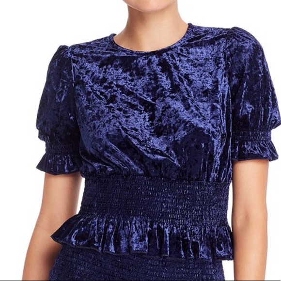 Aqua | Tops | Aqua For Bloomingdales Womens Navy Short Puff Sleeve ...